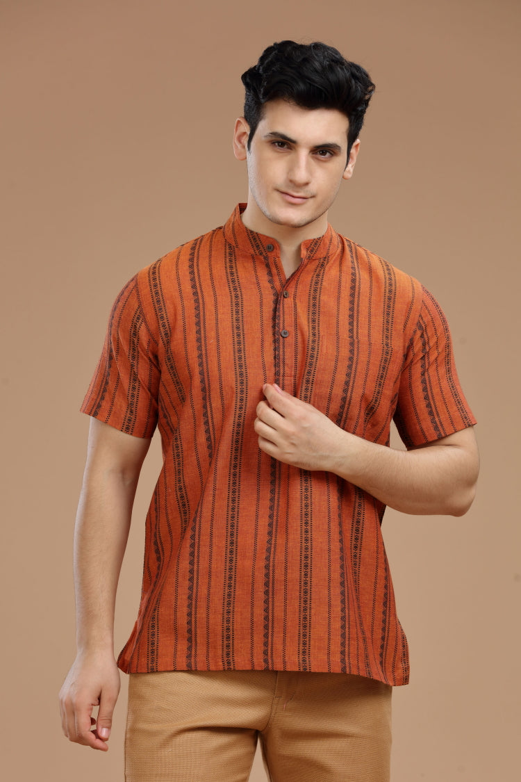 Exquisite Men's Cotton Short Kurta | half Sleeves,DOBBY COTTON SHORT ...