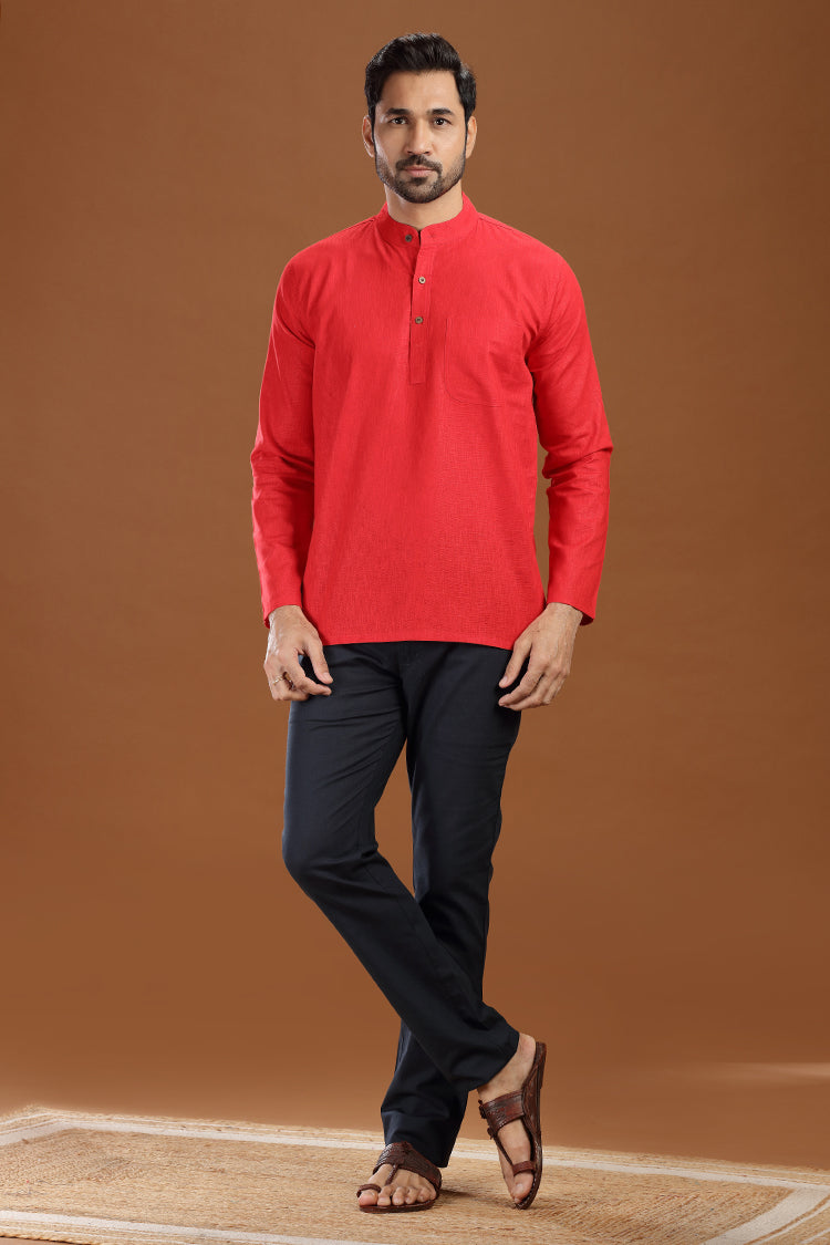 Linen cotton full sleeves short Kurtas for Men: Classic Style ...