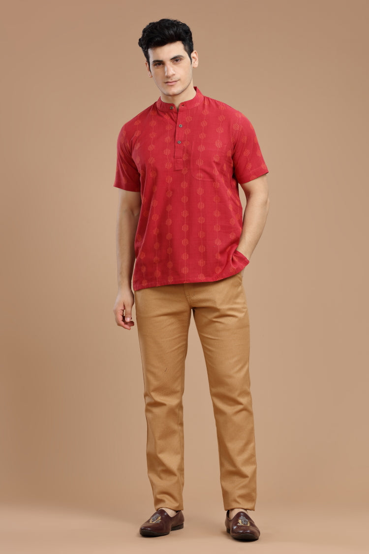 Exquisite Men's Cotton Short Kurta | half Sleeves,DOBBY COTTON SHORT ...