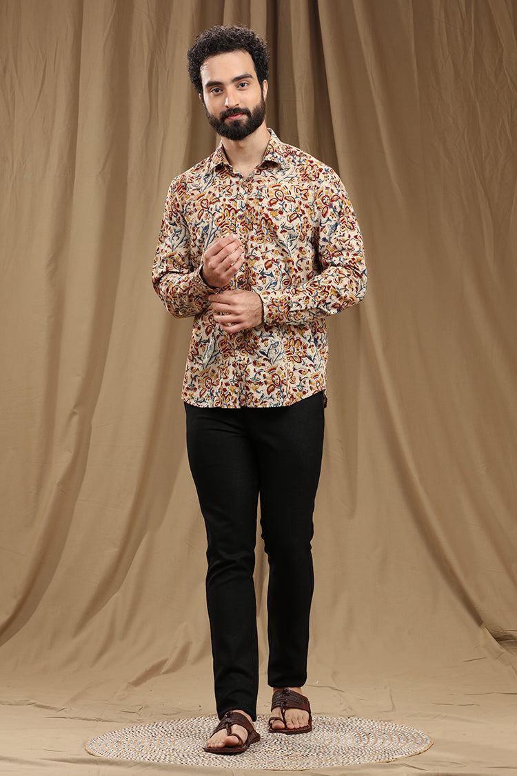 Elevate Your Style: Kalamkari Hand Block Print Cotton Shirt with Full ...